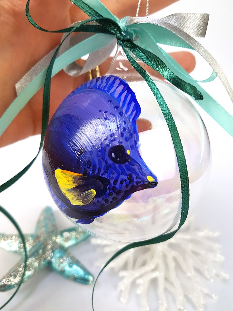 Tropical Fish Painted on Glass Ornament for Aquarium Enthusiasts ...