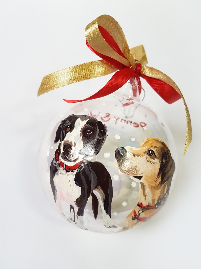 Two Dogs Portrayed on a Glass Sphere Hand-painted Copy From - Etsy