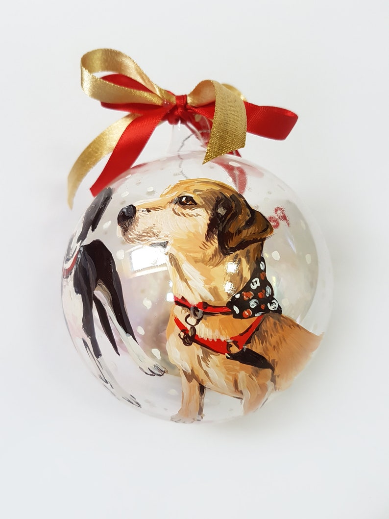 Two Dogs Portrayed on a Glass Sphere Hand-painted Copy From - Etsy