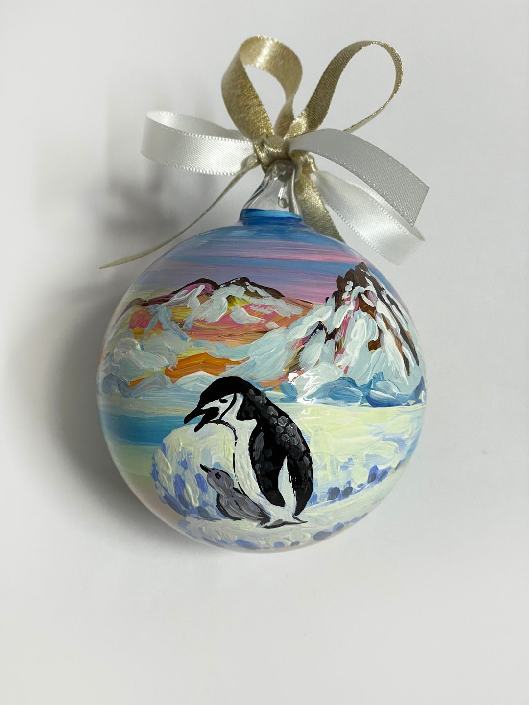 Antarctica Hand Painted Ornament, Custom Travel Ball, South Pole ...