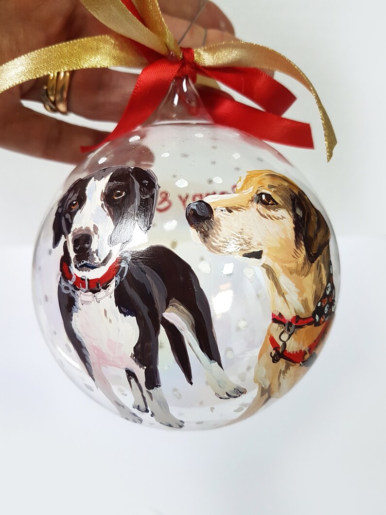 Two Dogs Portrayed on a Glass Sphere Hand-painted Copy From - Etsy