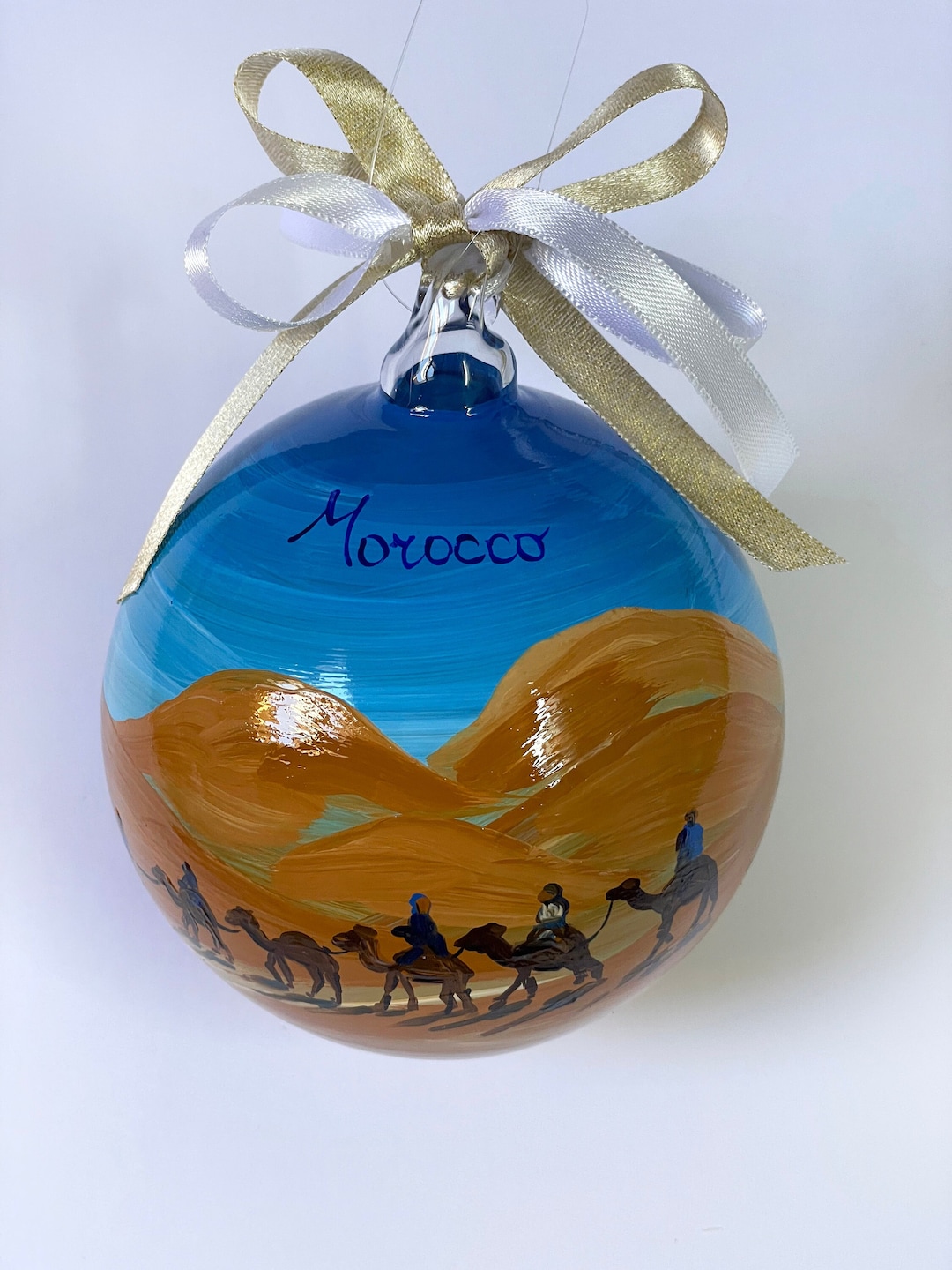 Morocco Christmas Ornament, Desert With Camels and Tent, Souvenir ...