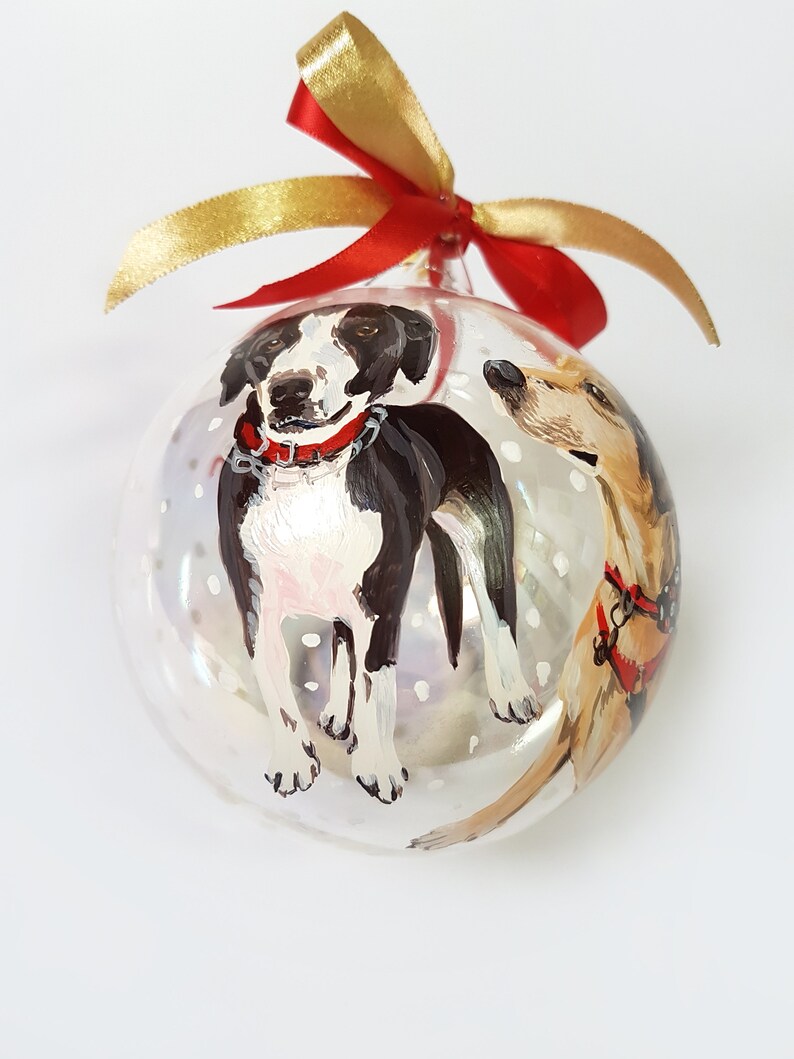 Two Dogs Portrayed on a Glass Sphere Hand-painted Copy From - Etsy