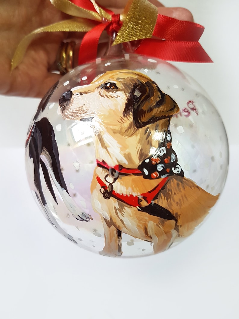 Two Dogs Portrayed on a Glass Sphere Hand-painted Copy From - Etsy