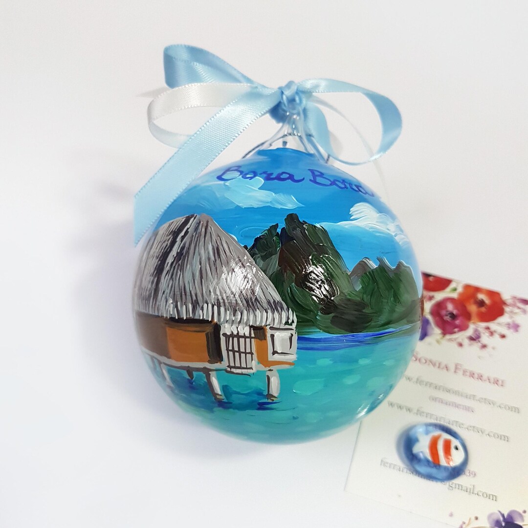 Personalized Bora Bora Souvenir, Hand Painted Christmas Ornament. Ideal ...