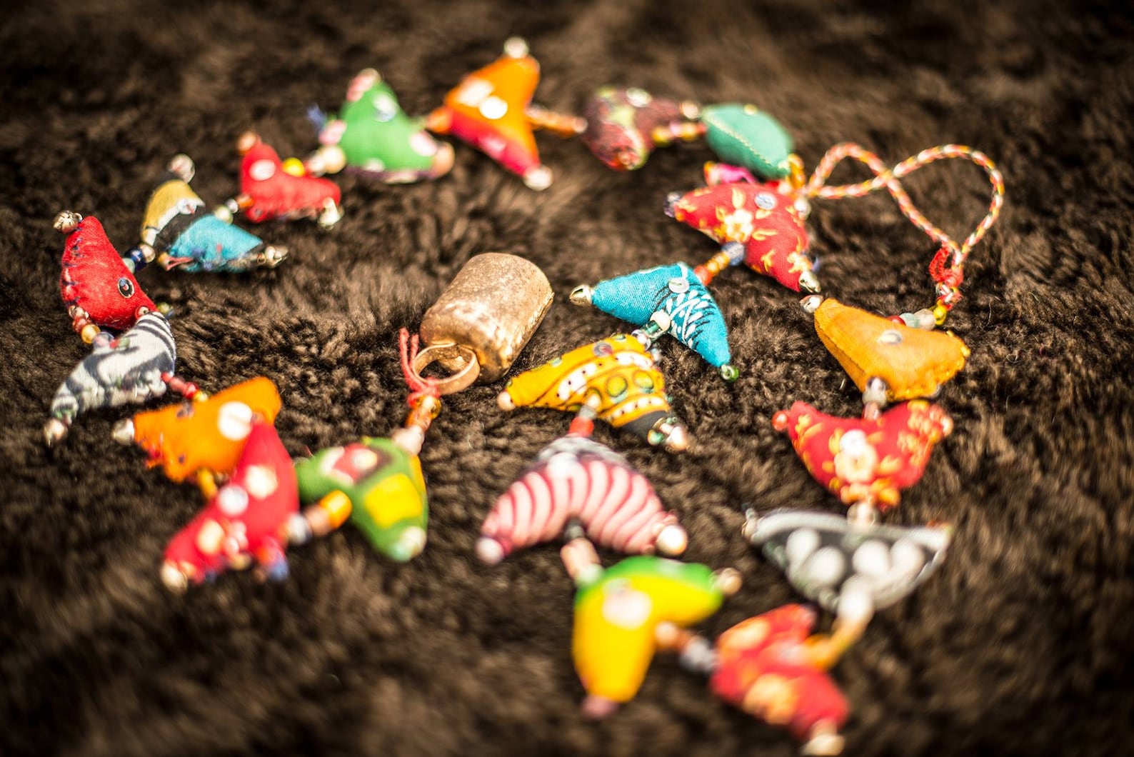 String of 20 Colourful Textile Birds With Bell Tota Decoration - Etsy