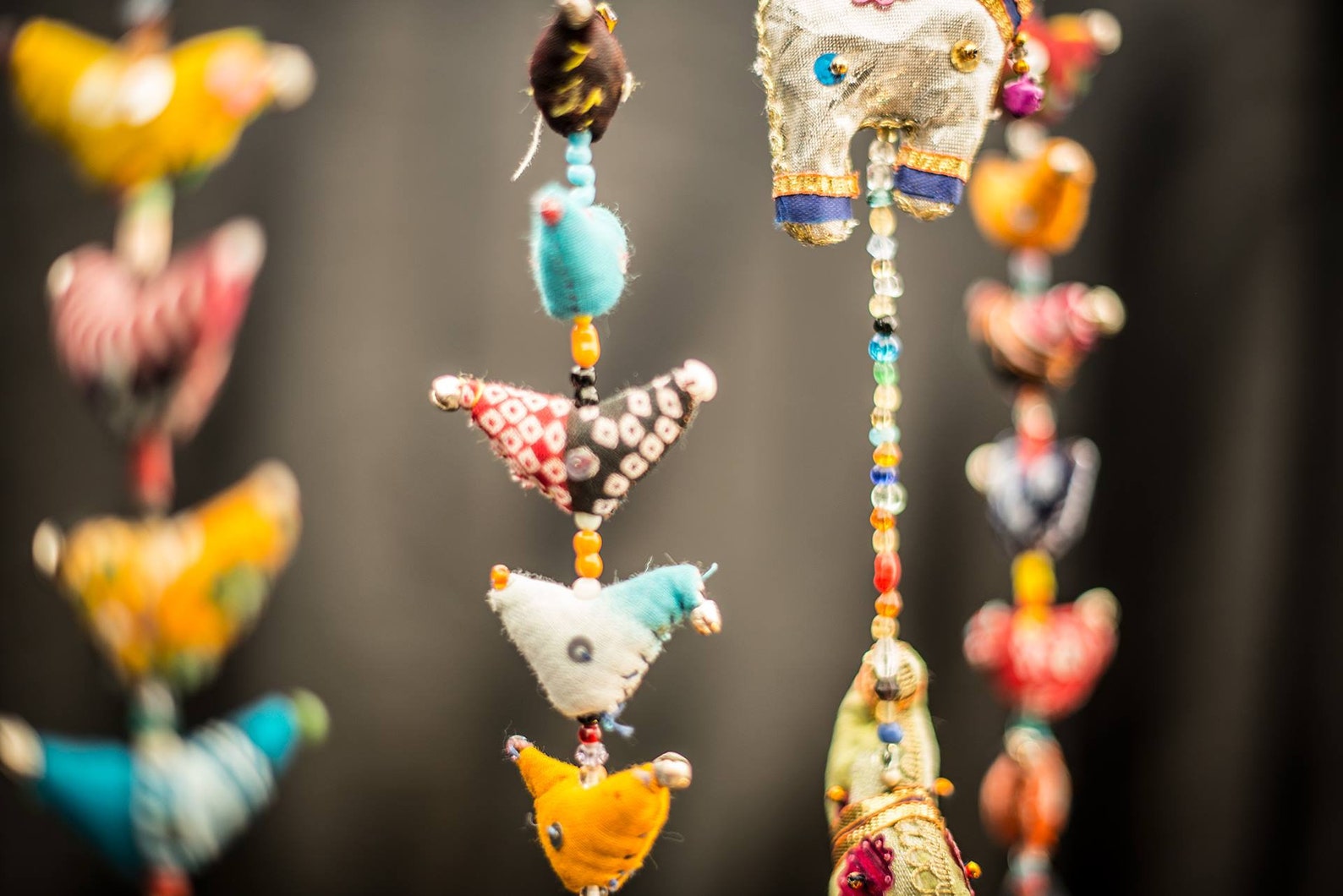 String of 20 Colourful Textile Birds With Bell Tota Decoration - Etsy