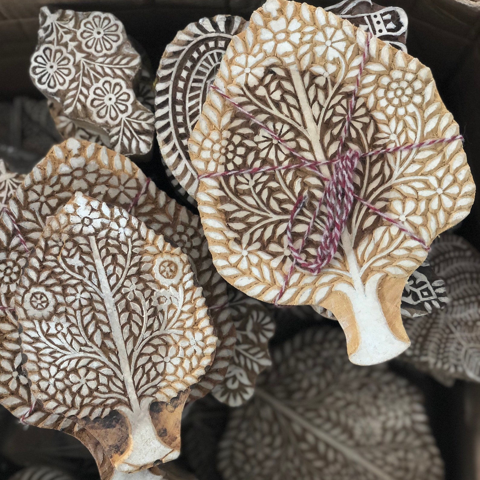 Hand Carved Wooden Printing Block - Tree of Life - Print - Stamp ...