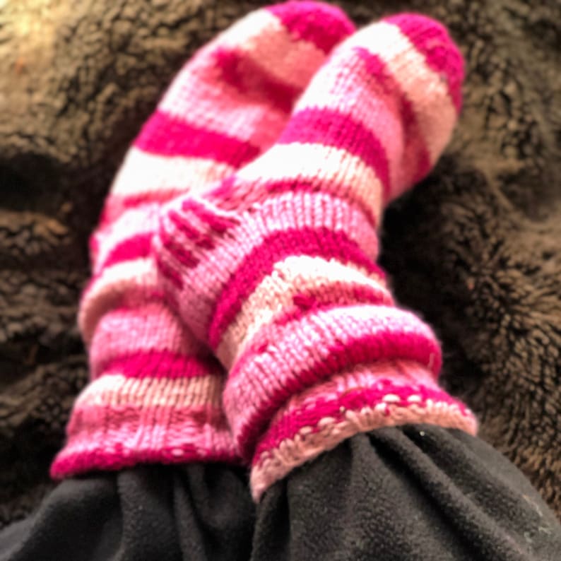 Rainbow Knitted Socks: Chunky Fleece-lined Hand Warmers - Etsy