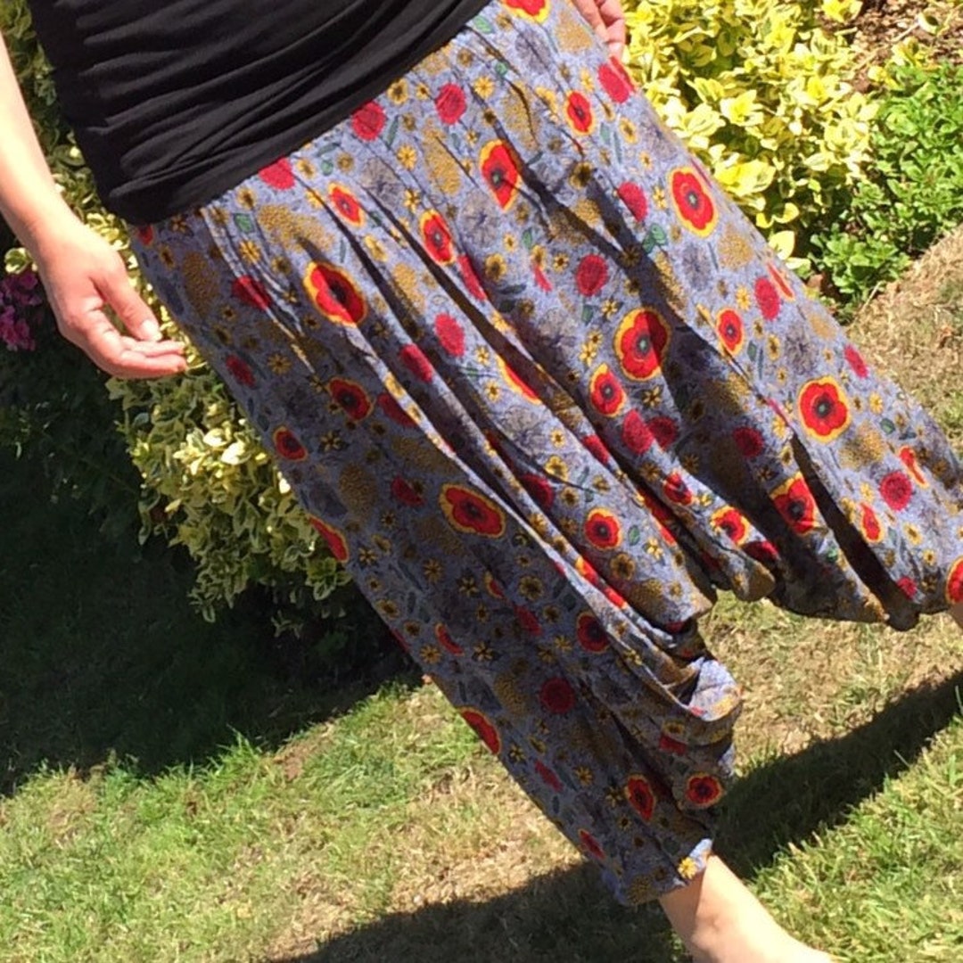Poppy Flower Harem Pants, Boho Festival Style, One Size - Etsy