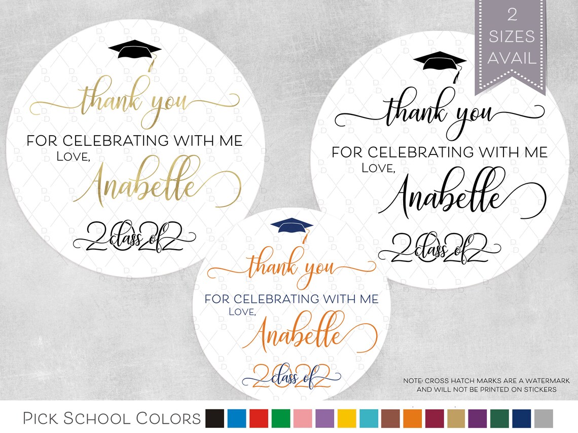 Graduation Thank You Sticker Graduation Party Favor Sticker - Etsy