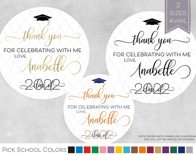 Graduation Thank You Sticker Graduation Party Favor Sticker - Etsy