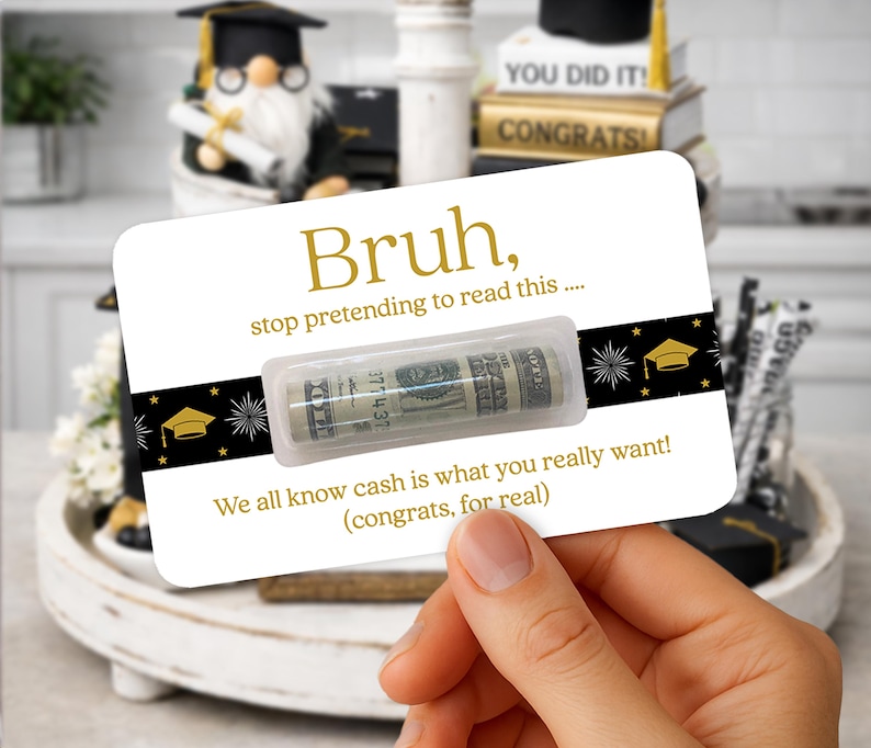 Graduation Money Holder Card for High School or College Graduate, Bruh ...