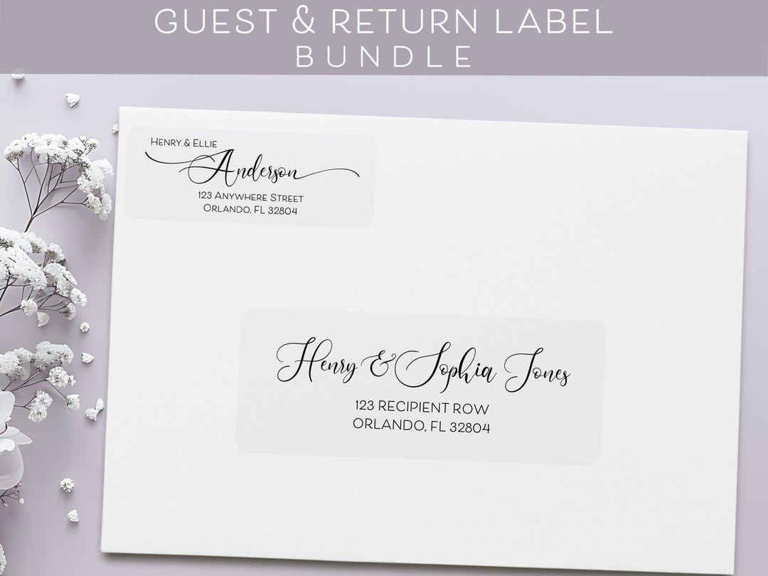 Guest Address and Return Address Label Bundle, Wedding, Save the Date ...