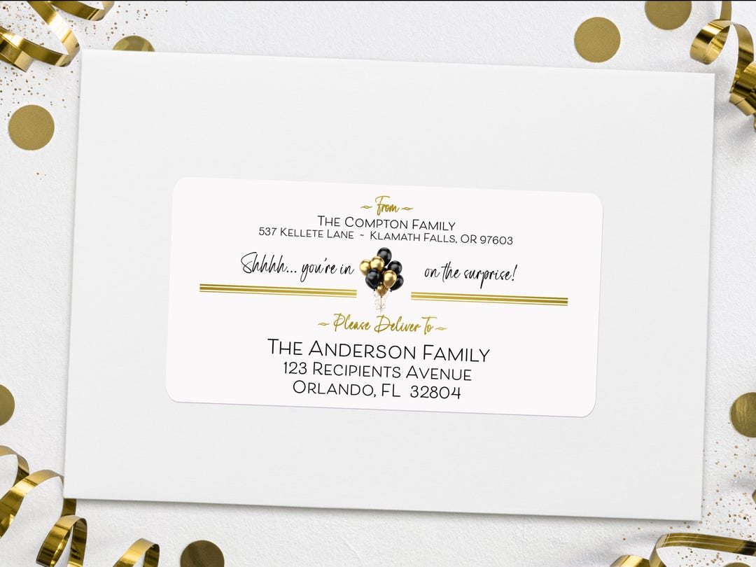 Guest Address Label for Surprise Party Invitations, Guest List Address ...