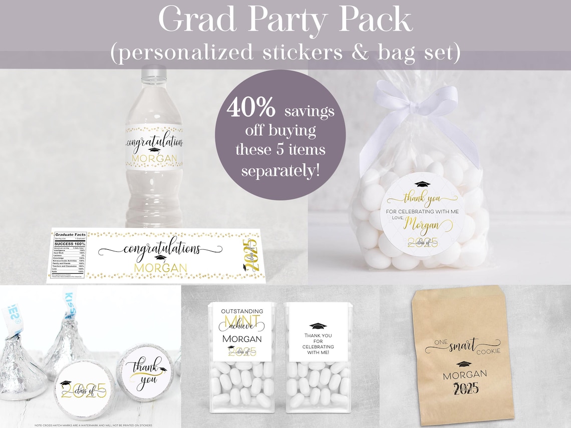 Graduation Water Bottle Label, Personalized Congrats Graduate Class of ...