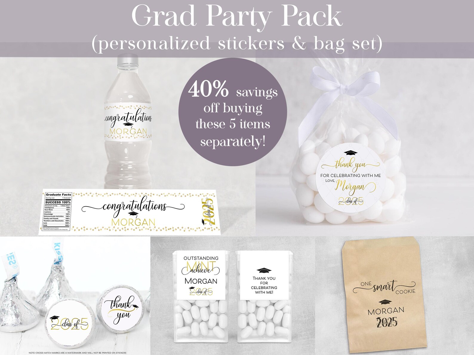 Graduation Water Bottle Label, Personalized Congrats Graduate Class of ...