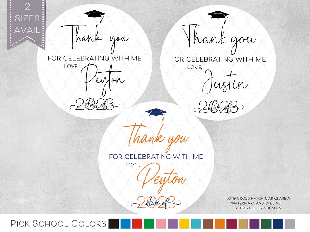 Graduation Thank You Sticker Graduation Party Favor Sticker - Etsy