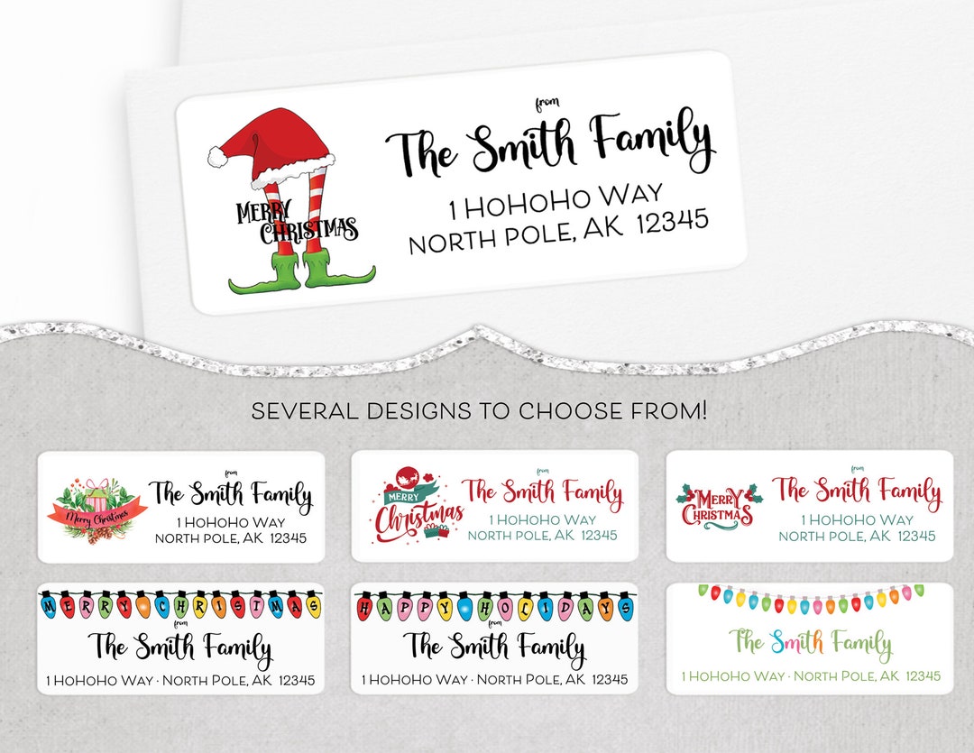 Christmas Personalized Return Address Labels, Holiday Custom Return ...
