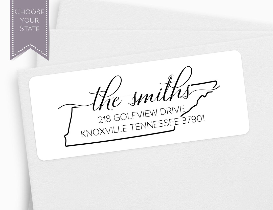 Return Address Label With US State Outline, Mailing Address Label ...