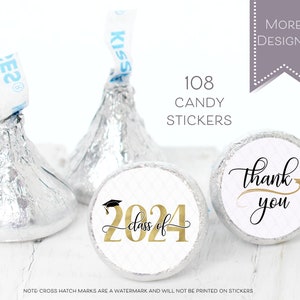 Graduation Thank You Sticker, Graduation Party Favor Sticker, Class of ...