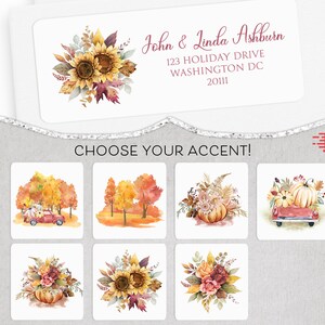Fall Address Label, Autumn Address Label, Leaves Changing, Pumpkin ...