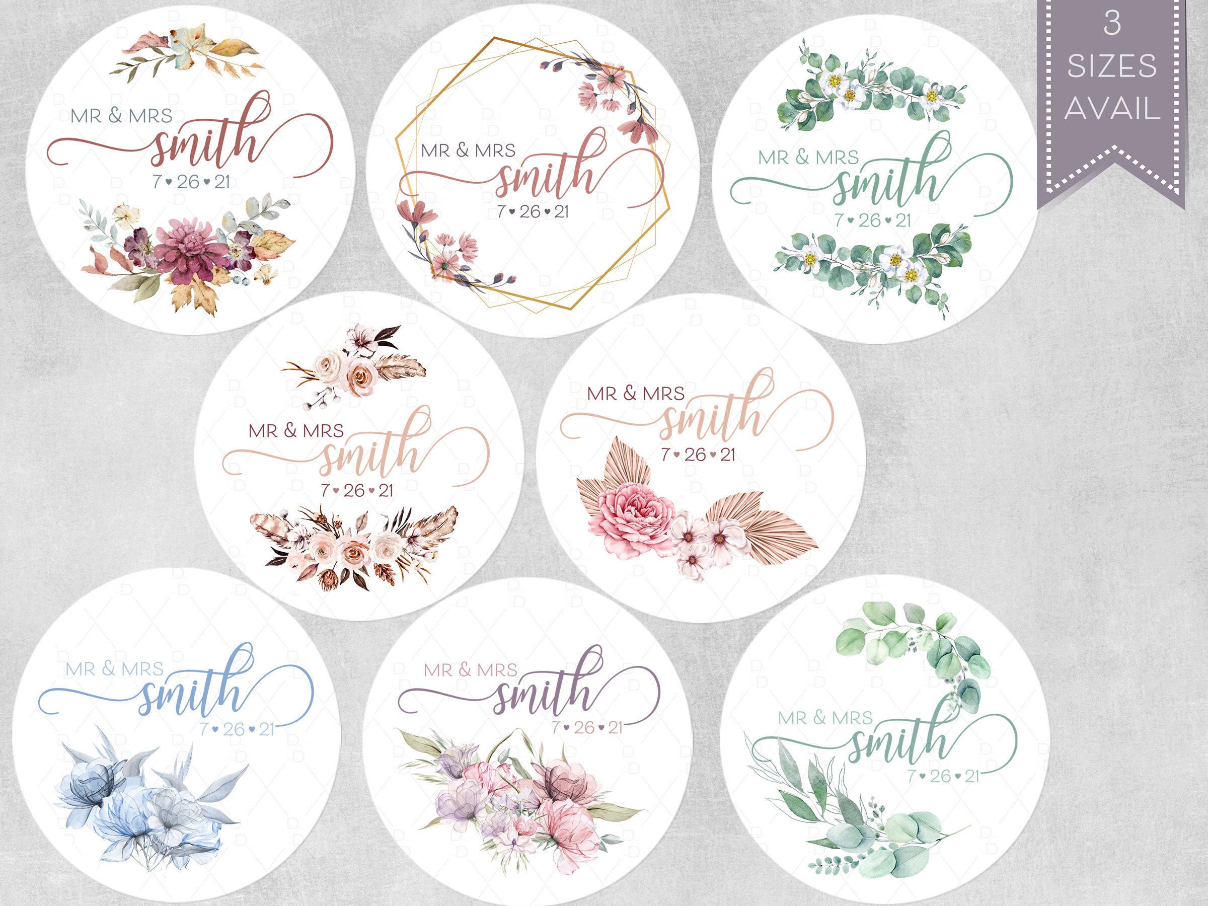 Floral Wedding Sticker for Party Favor Invitation Gift - Etsy