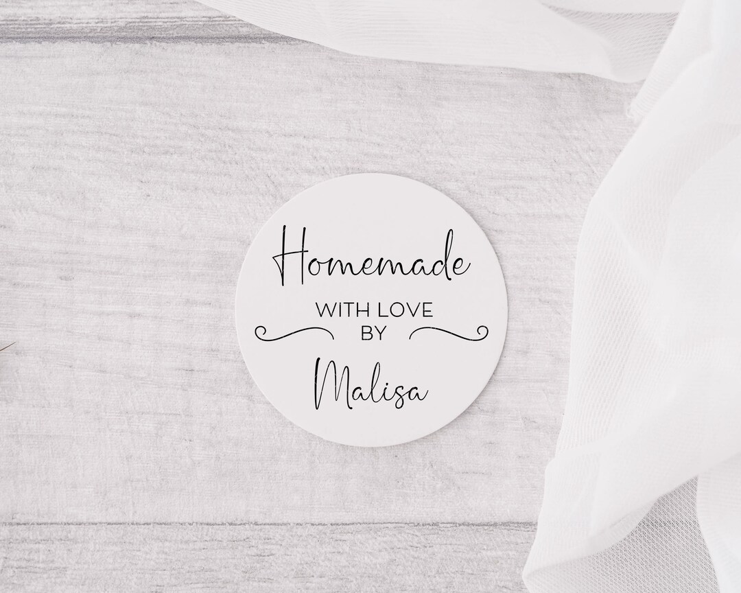 Homemade With Love Personalized Sticker, Handmade With Love, Baked With ...