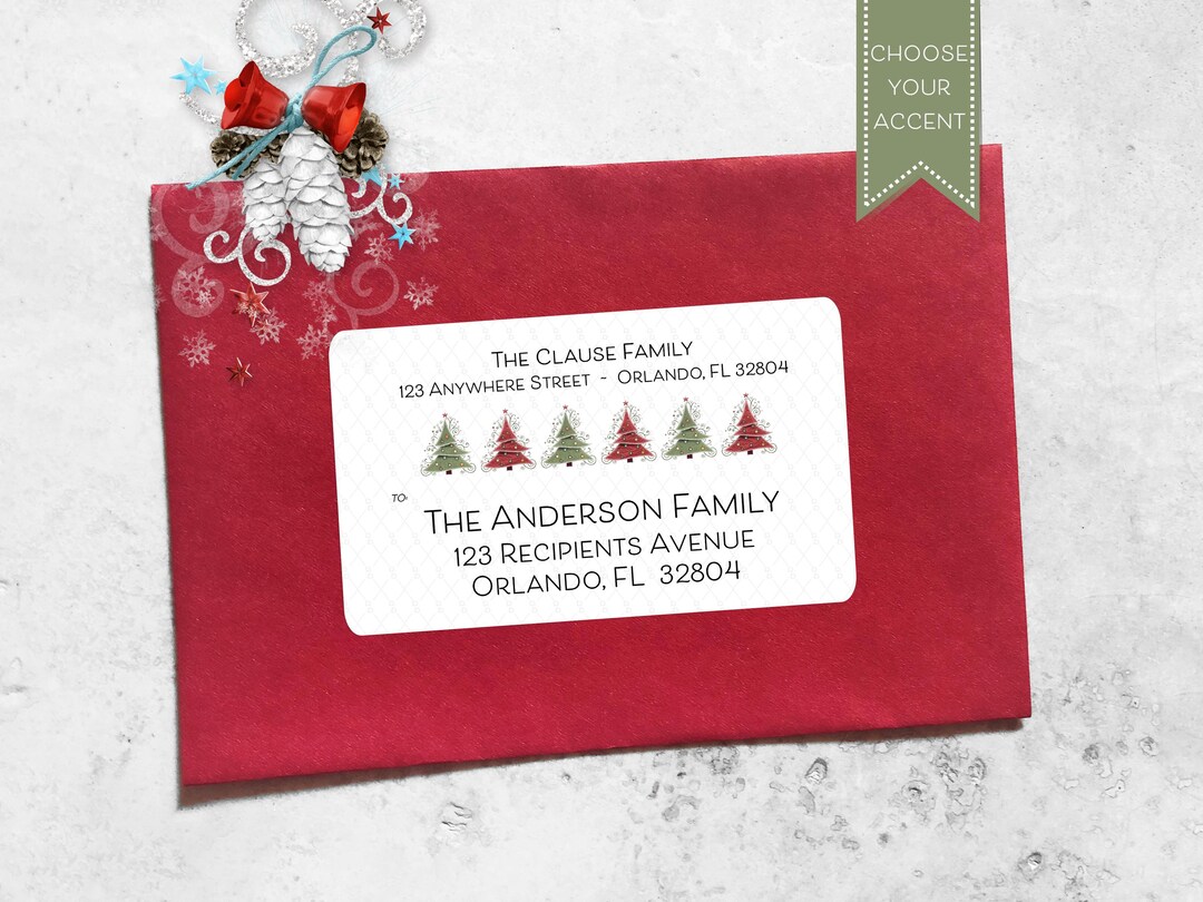 Recipient Address Label for Christmas or Holiday Greeting Cards, Guest ...