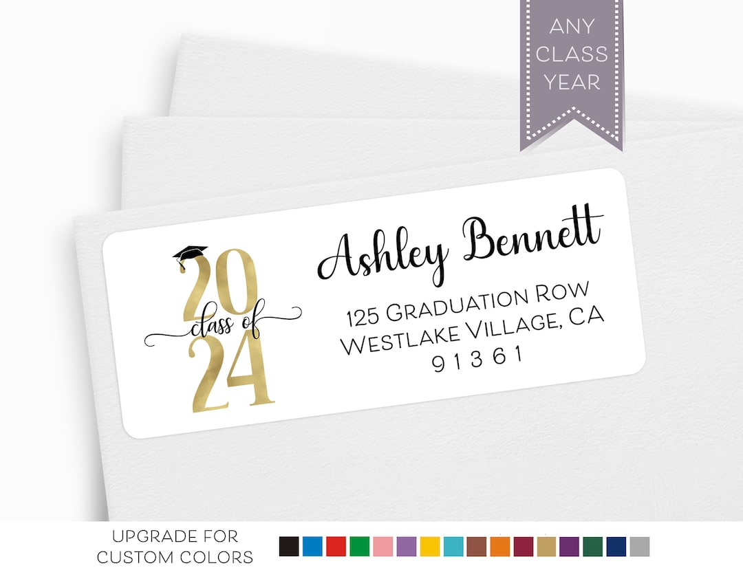 Graduation Address Label, Graduate Announcement Return Address Label ...