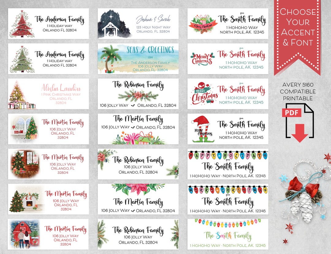 Christmas Personalized Return Address Labels Printable Avery - Etsy 日本