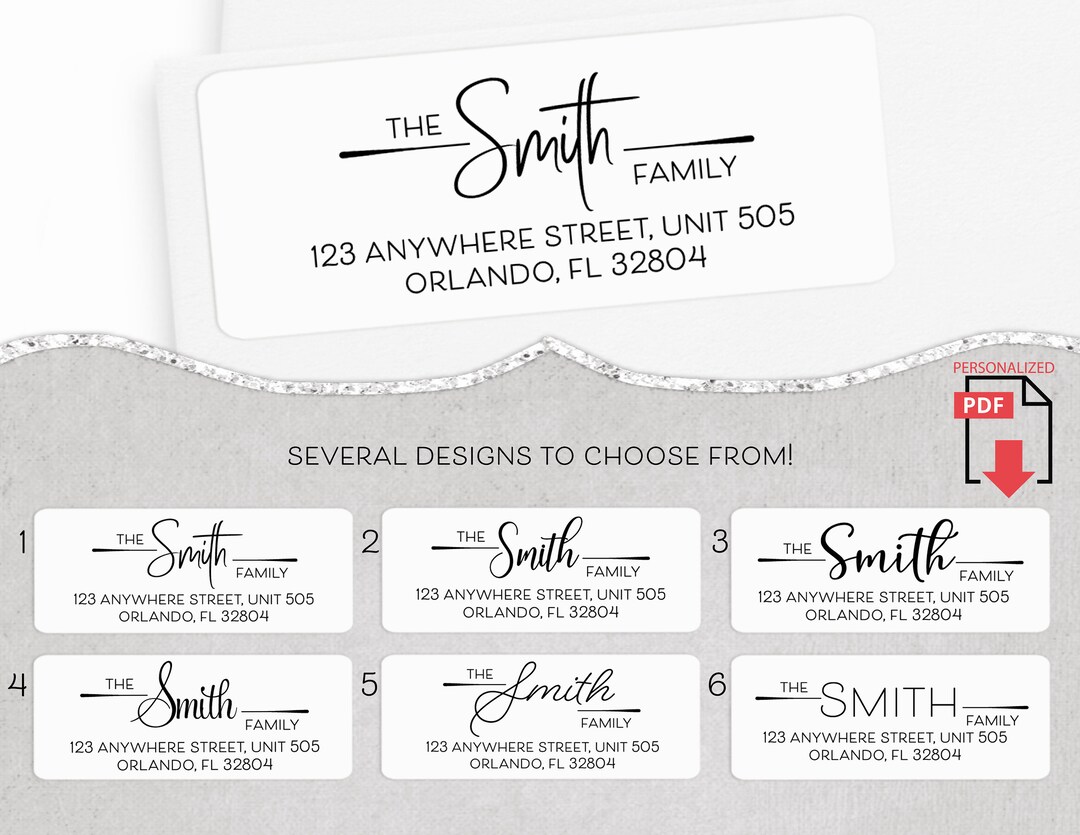 Family Address Labels, Return Address Label With Family Name ...