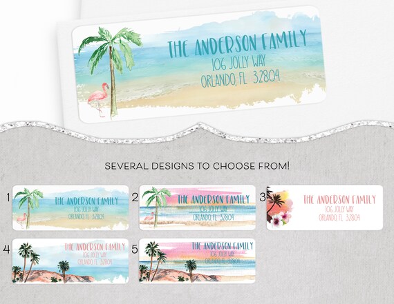 Beach Address Label Tropical Return Address Label - Etsy