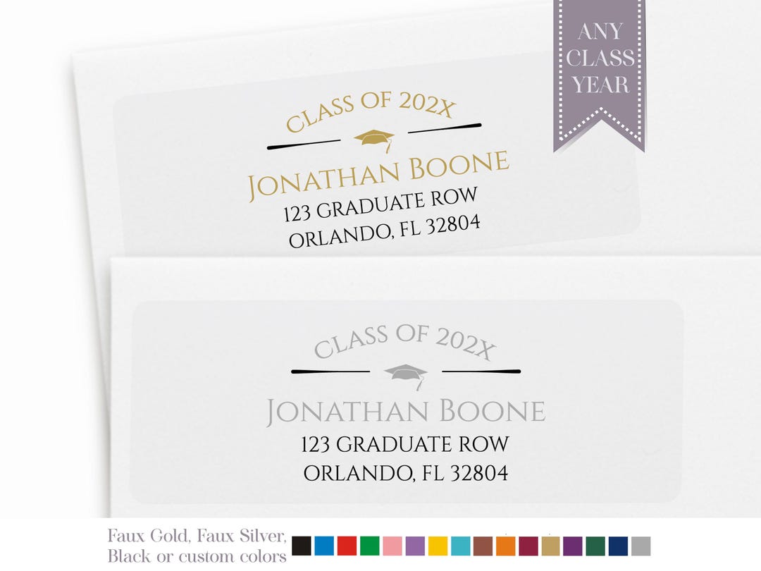 Graduation Address Label, Graduate Announcement Return Mailing Label ...
