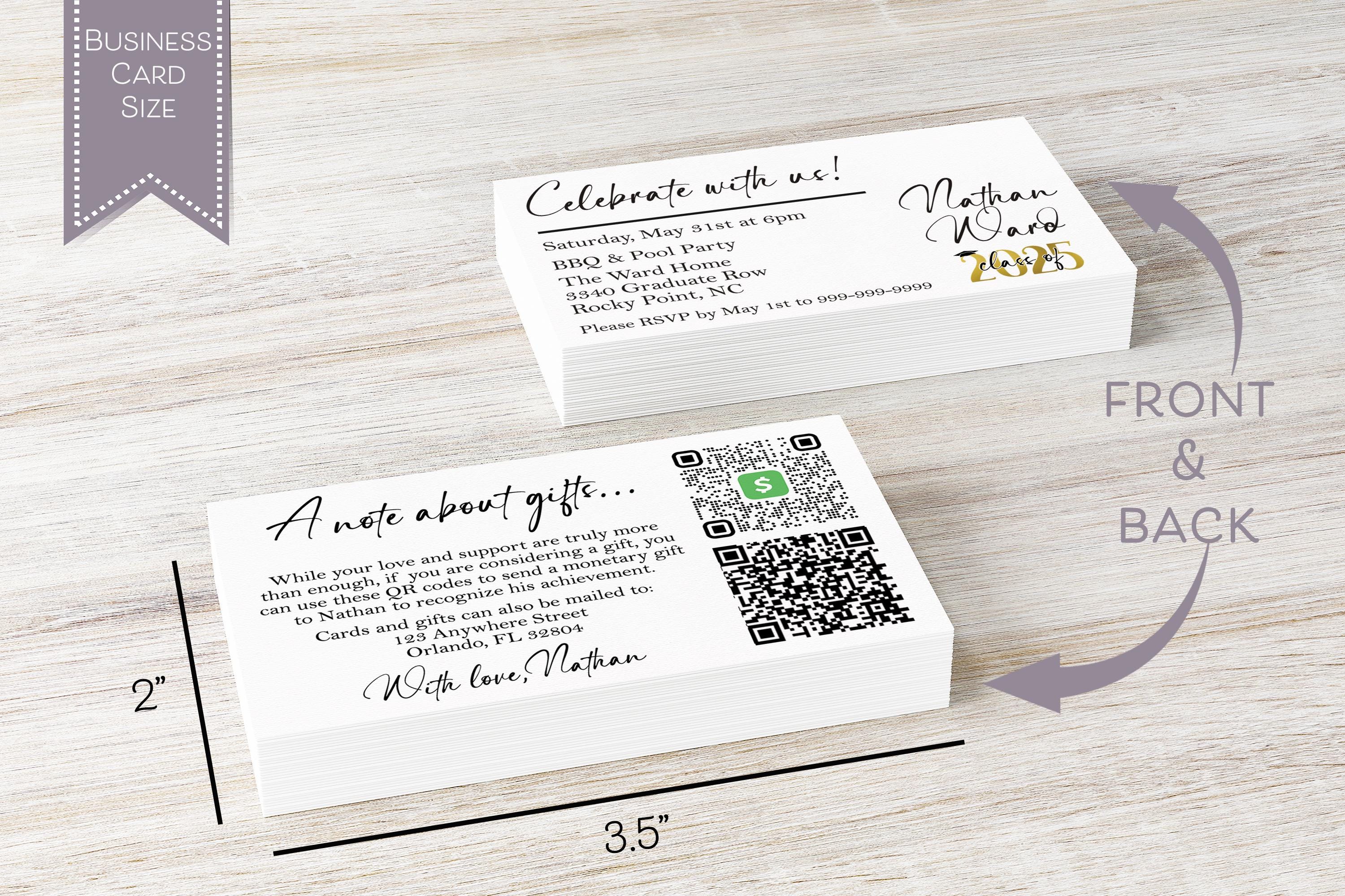 Graduation Party Insert Card With College Fund QR Codes, Grad Gift Cash ...