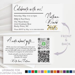 Graduation Gift Insert Card, College Fund QR Code Enclosure Card for ...