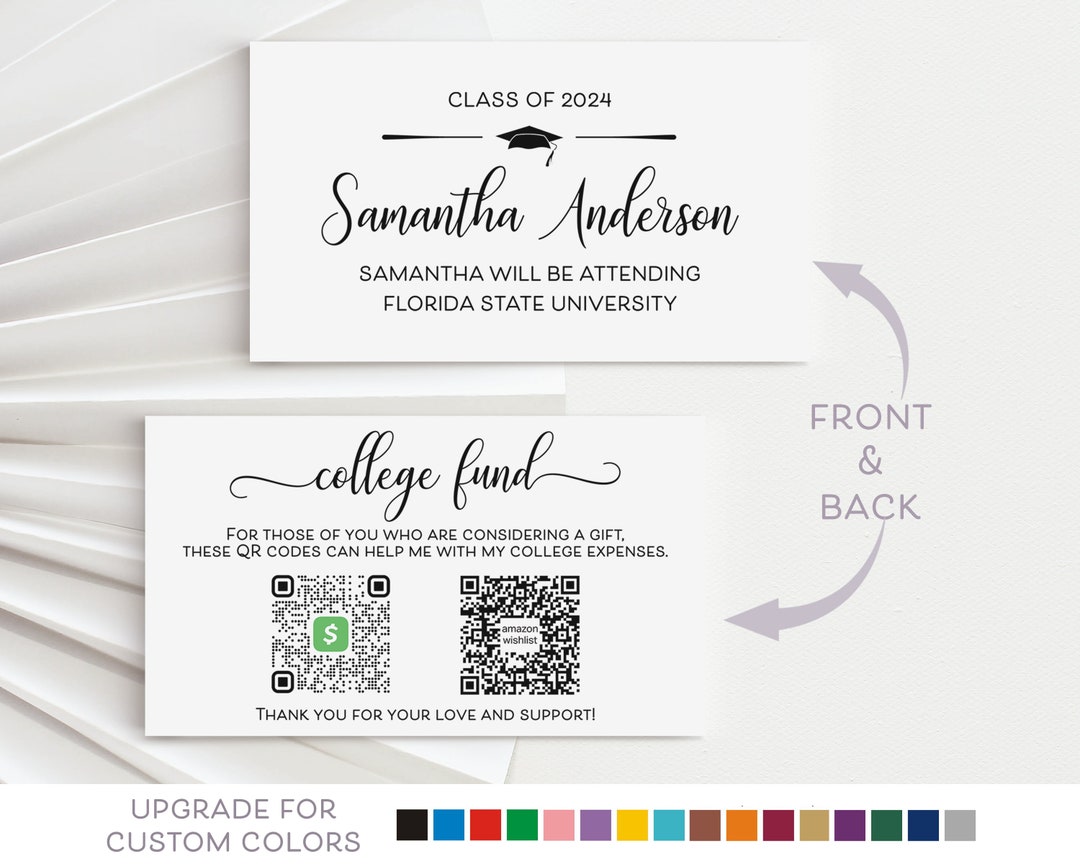 Graduation Insert Card With Graduate's Name, College Info and College ...