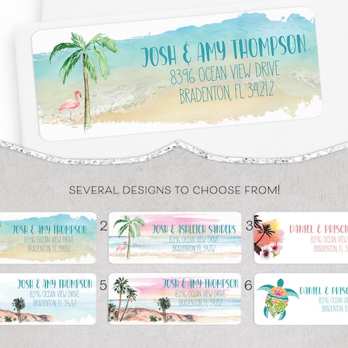 Beach Address Label Tropical Return Address Label - Etsy