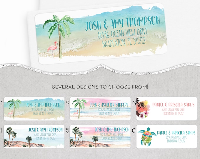 Palm Tree Return Address Labels, Watercolor Palm Return Address Labels ...