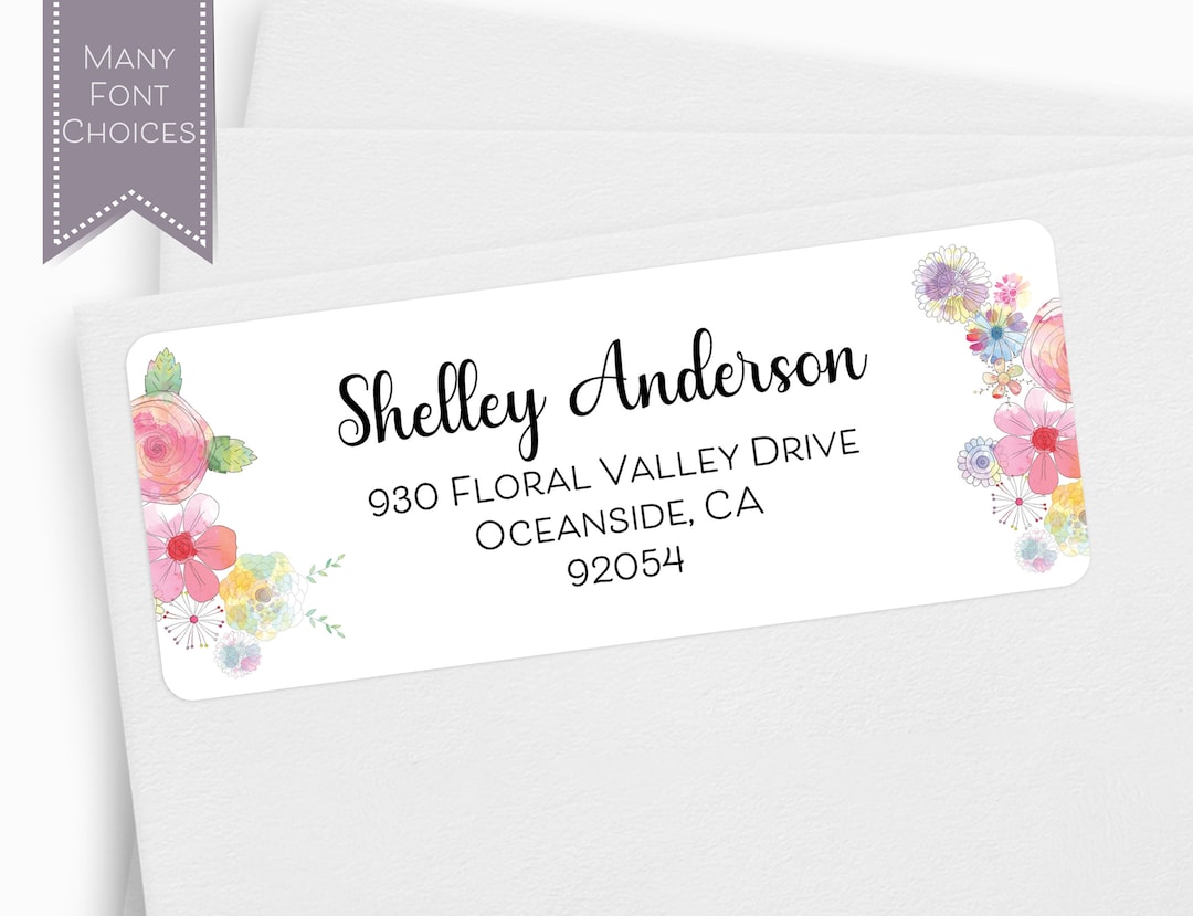Floral Return Address Labels, Spring Address Stickers, Return Mailing ...