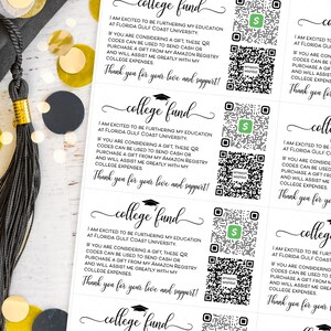 Graduation Gift Insert Card, College Fund QR Code Enclosure Card for ...