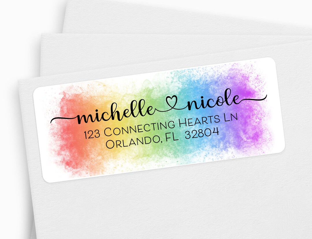 Rainbow Address Labels Colorful Mailing Label Pride Return - Etsy