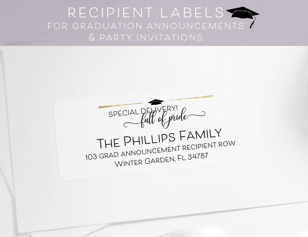 Graduation Guest Address Label, Class of 2026 Grad Announcement ...