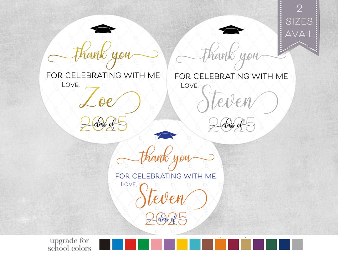 Graduation Thank You Sticker, Graduation Party Favor Sticker, Class of ...