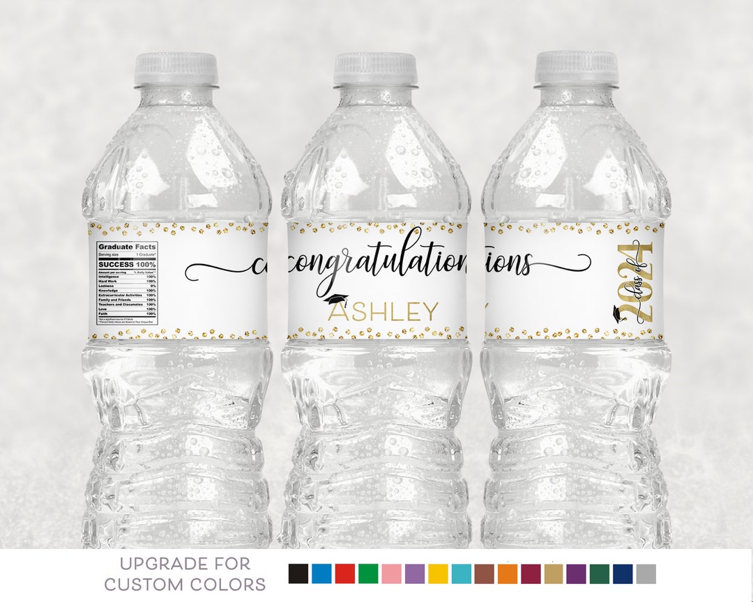 Graduation Water Bottle Label, Graduate Class of 2024 Waterproof Bottle ...