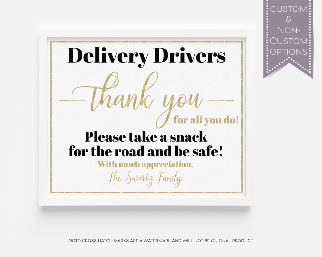 Delivery Driver Thank You Sign, Mail Carrier Appreciation, Package ...
