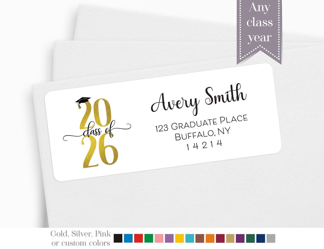 Graduation Address Label, Graduate Announcement Return Address Label ...