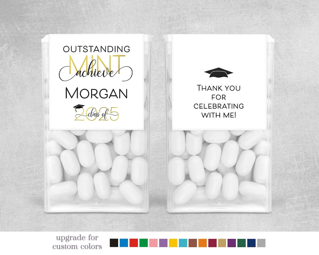 Graduation Sticker, Personalized Achieve-mint Class of 2025 Party Favor ...