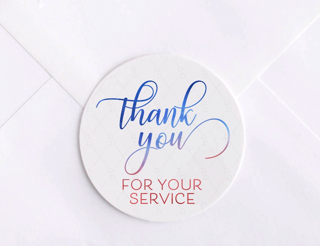 Thank You for Your Service Sticker, Red White and Blue Military Veteran ...