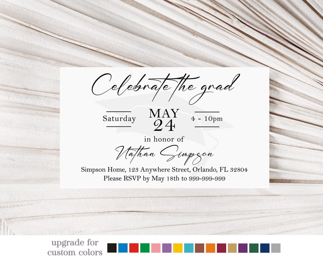 Graduation Party Insert Card, Celebrate the Grad Enclosure Card, Party ...